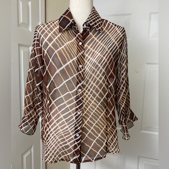 NICOLA | Tops | Nicola Brown Sheer Blouse | Poshmark